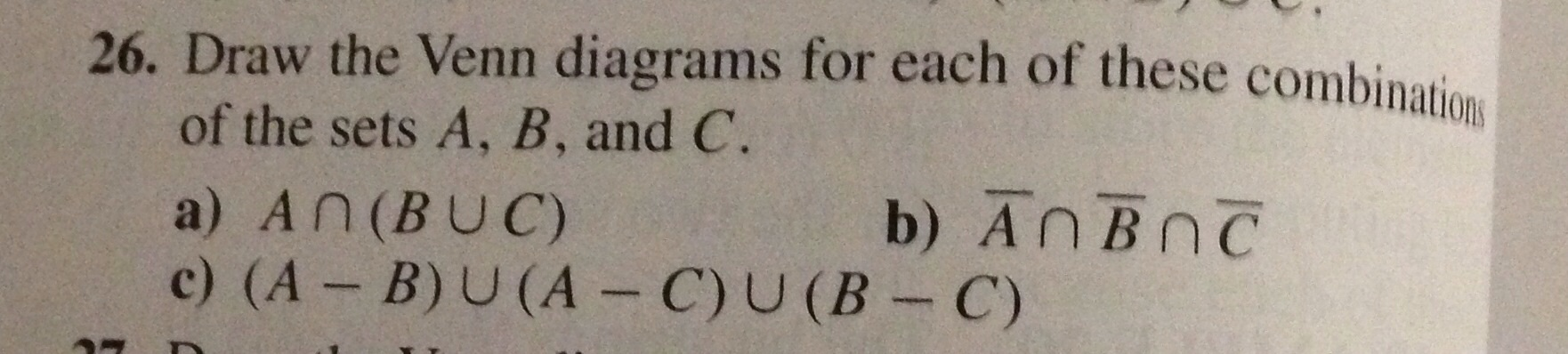 26. Draw the Venn diagram for each of these | Chegg.com