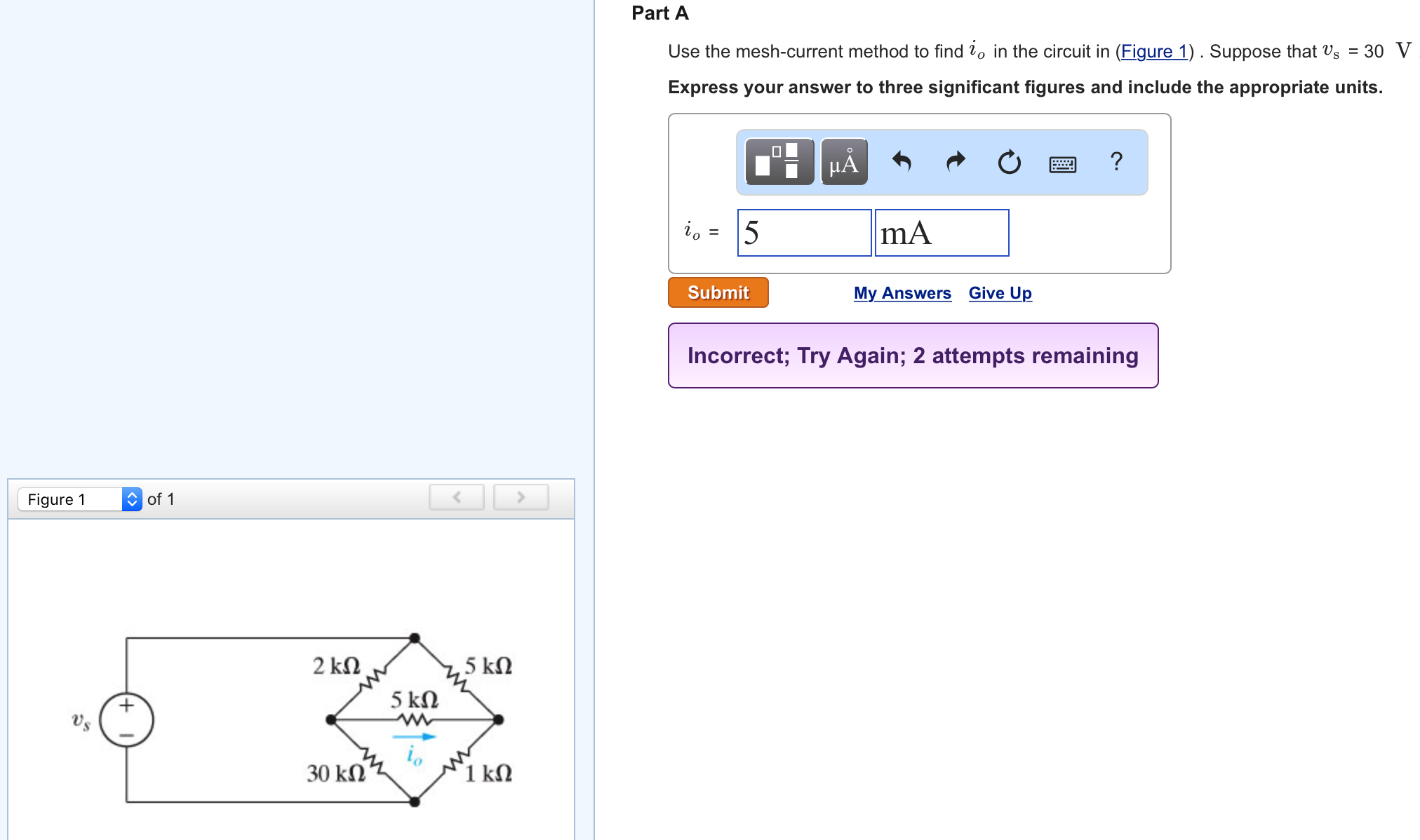 Solved Use the mesh-current method to find i0 in the circuit | Chegg.com