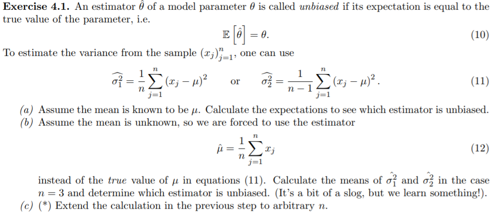 Solved Exercise 4.1. An estimator ? of a model parameter ? | Chegg.com