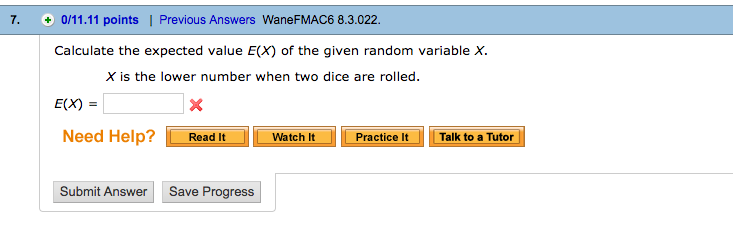 Solved Calculate The Expected Value Ex Of The Given Random 5925