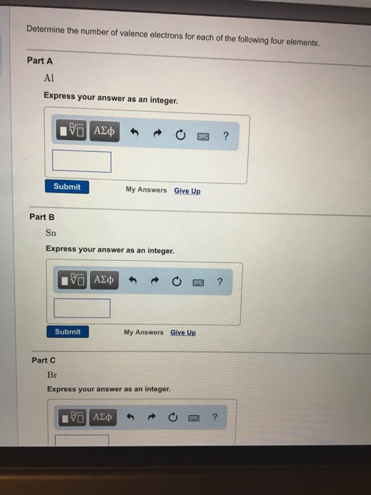 Solved Determine the number of valence electrons for each of | Chegg.com Solved Determine the number of valence electrons for each of | Chegg.com