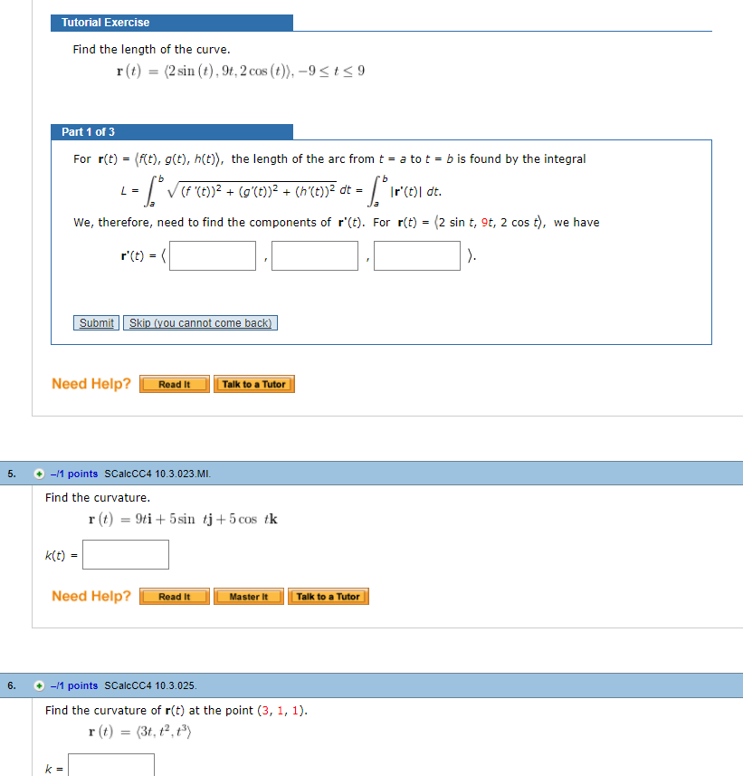 Solved Tutorial Exercise Find the length of the curve r(t) = | Chegg.com