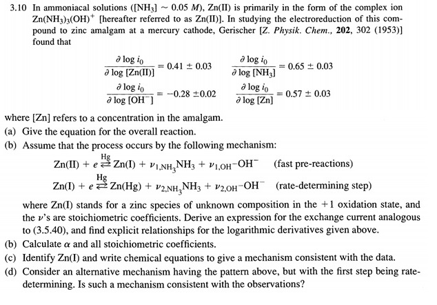 3.10 In ammoniacal solutions (INH30.05 M), Zn(II is | Chegg.com