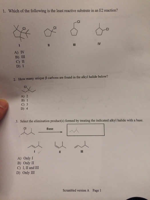 Solved Which of the following is the least reactive | Chegg.com