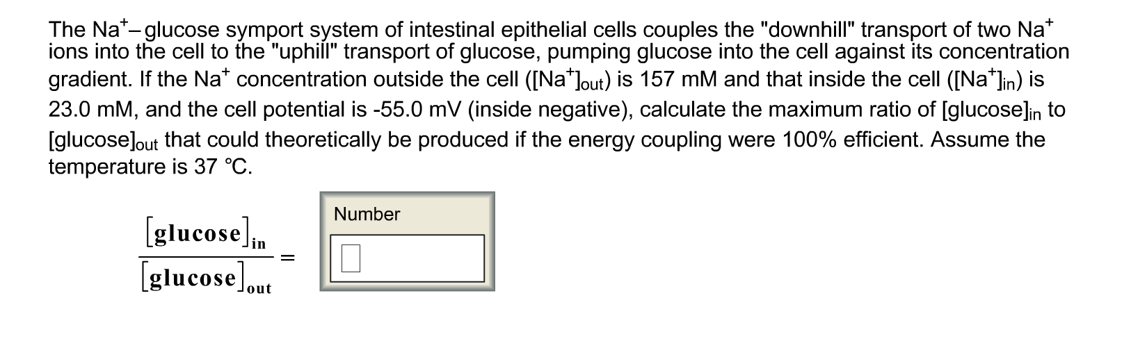 Solved The Na^+-glucose symport system of intestinal | Chegg.com