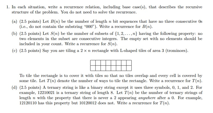 Solved In Each Situation Write A Recurrence Relation