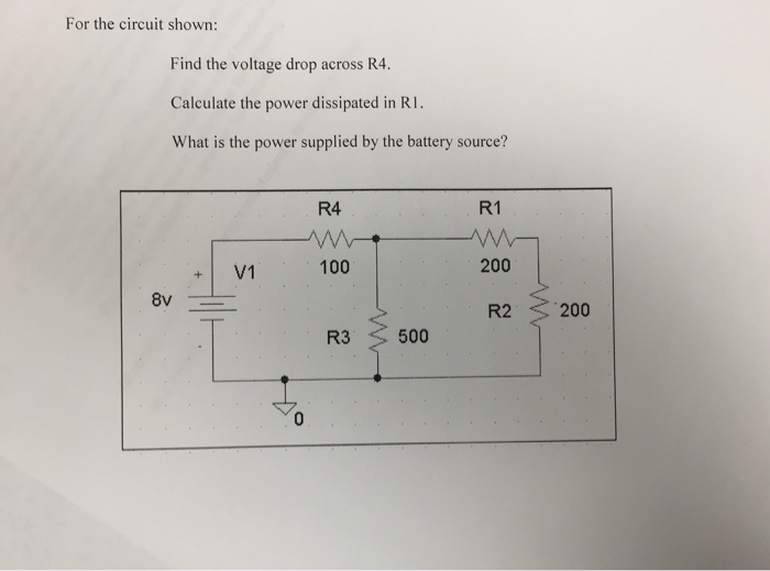 Solved For the circuit shown: Find the voltage drop across | Chegg.com