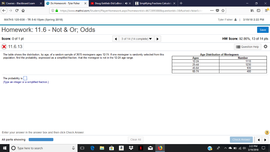 Solved Courses-Blackboard Leam × @ Do Homework. Tyler Fisher | Chegg.com