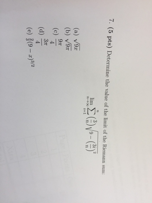 Solved Determine the value of the limit of the Riemann sum: | Chegg.com