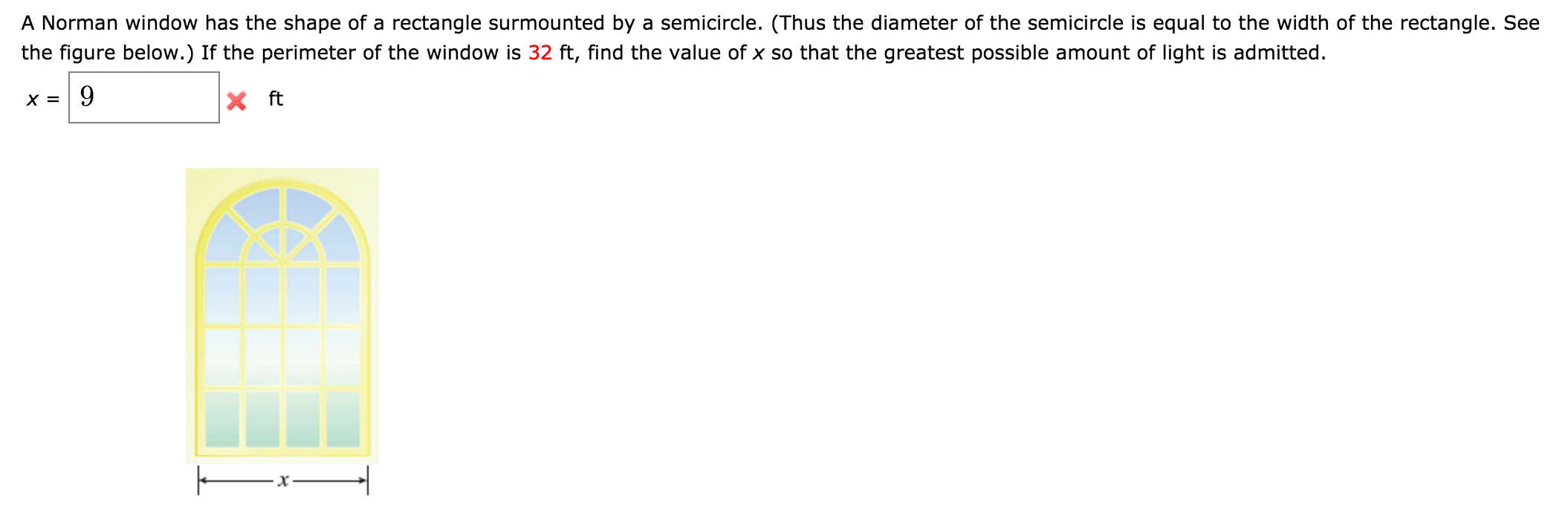 Solved A Norman window has the shape of a rectangle | Chegg.com