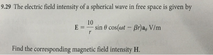 Solved The electric field intensity of a spherical wave in | Chegg.com