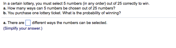 Solved In a certain lottery, you must select 5 numbers (in | Chegg.com