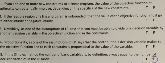 Solved If you add one or more new constraints to a linear | Chegg.com