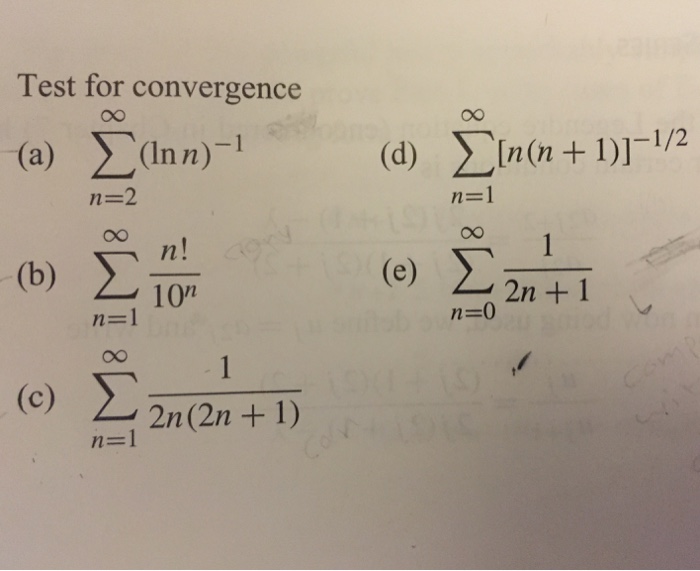 Solved Test for convergence (a) sigma_n=2^infinity (In n^-1 | Chegg.com