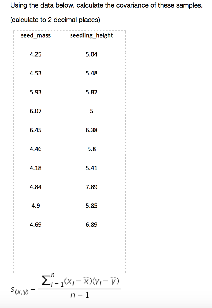 Solved Using the data below, calculate the covariance of | Chegg.com