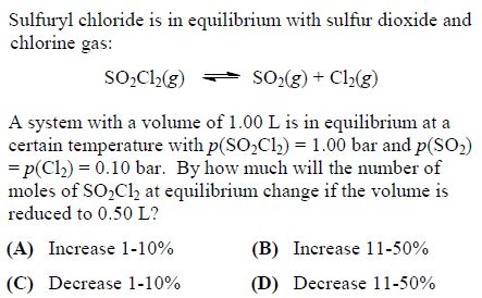 Solved Sulfuryl chloride is in equilibrium with sulfur | Chegg.com