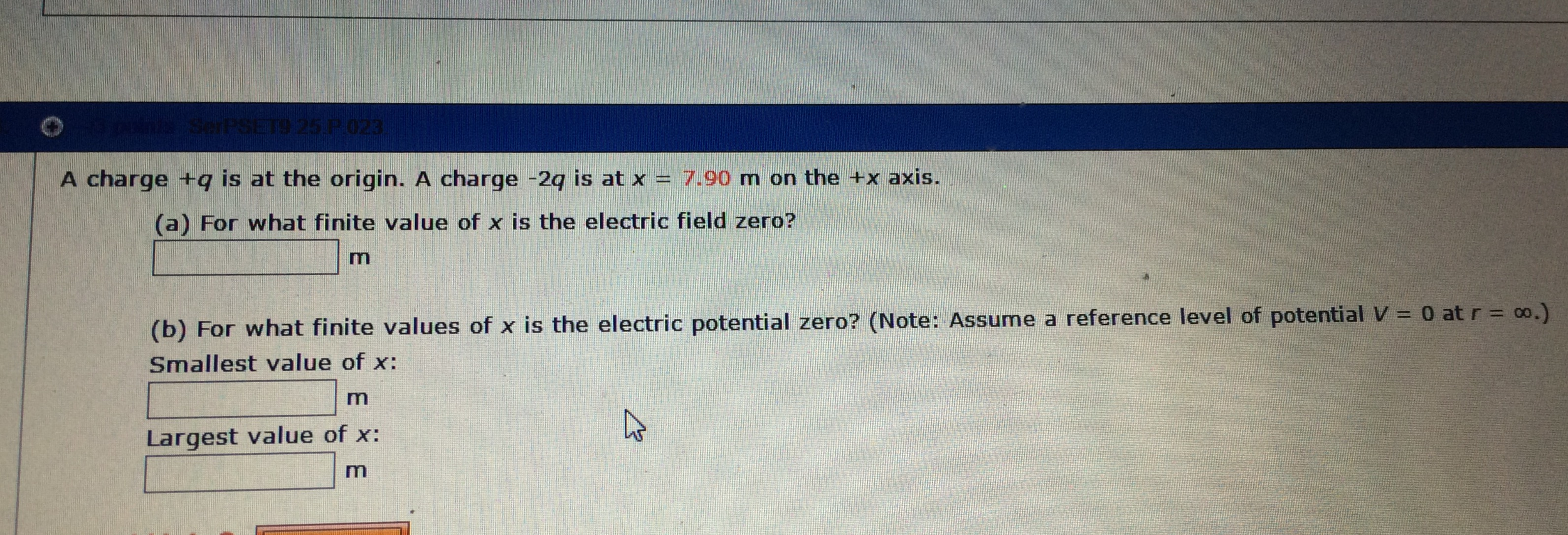 Solved A charge +q is at the origin. A charge -2q is at x = | Chegg.com
