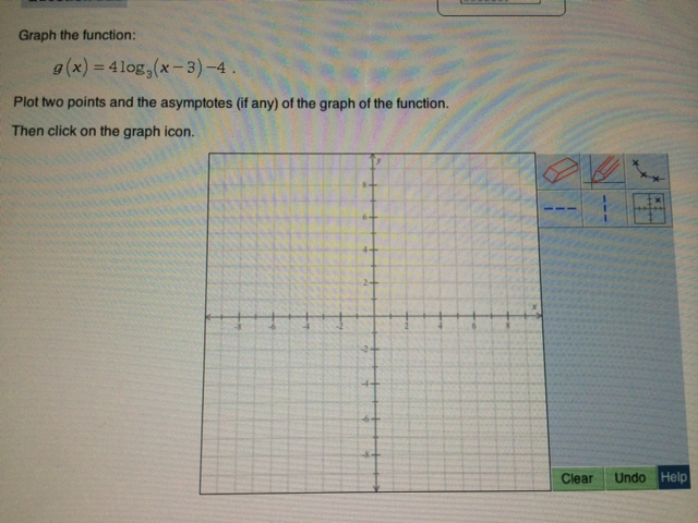 Solved Graph the function: g(x) = 4 log3(x - 3) -4 . Plot | Chegg.com