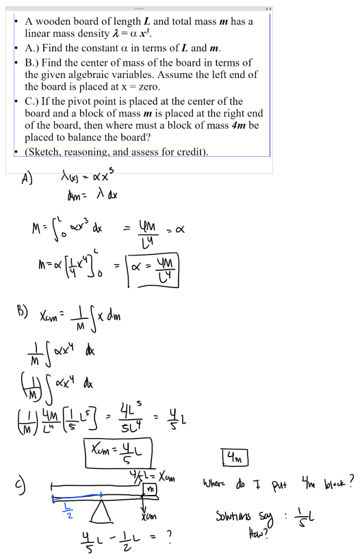 Solved A wooden board of length L and total mass in has a | Chegg.com