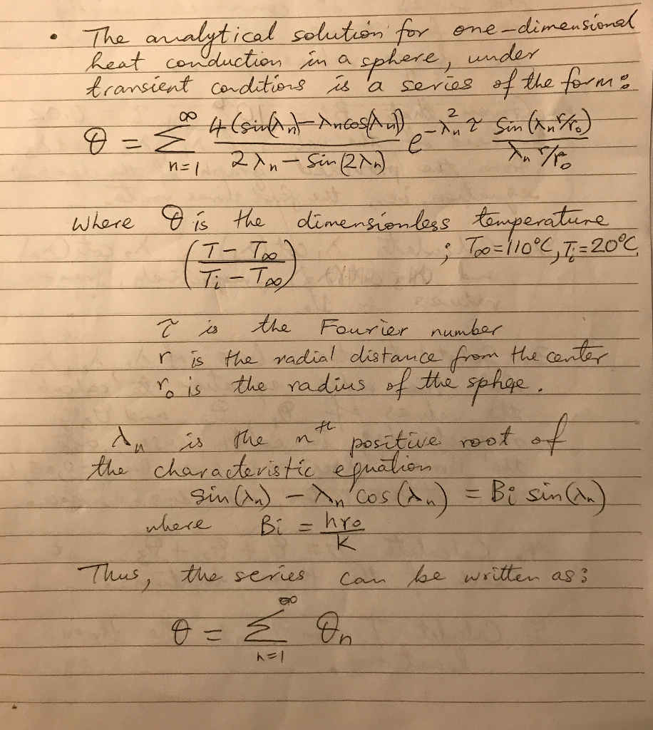 Solved ical solution one dimen Reat conduction a sphere | Chegg.com