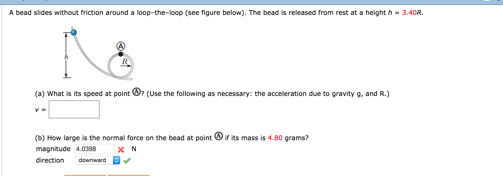 Solved A bead slides without friction around a loop-the-loop | Chegg.com