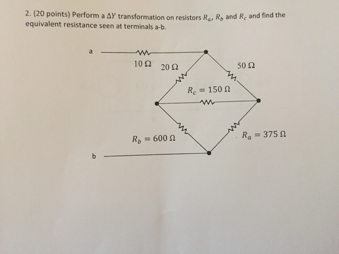 Solved Perform a Delta Y transformation on resistors R_a, | Chegg.com