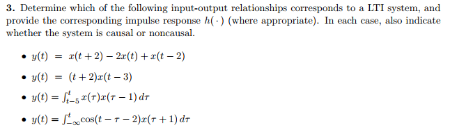 Solved 3. Determine which of the following input-output | Chegg.com