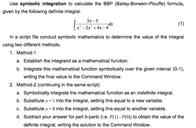 Solved Use symbolic integration to calculate the BBP | Chegg.com