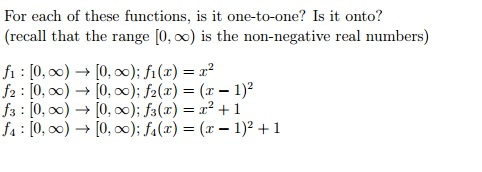 Solved For each of these functions, is it one-to-one? Is it | Chegg.com