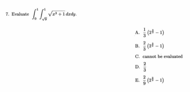 Solved 7. Evaluate integrate limit 0 to 1 integrate limit | Chegg.com