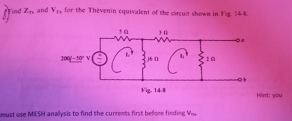 Solved Find Zth and Vth for the Thevenin equivalent of the | Chegg.com