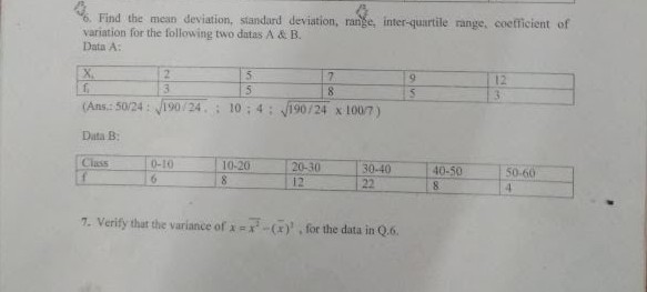 Solved Find the mean deviation, standard deviation, range, | Chegg.com