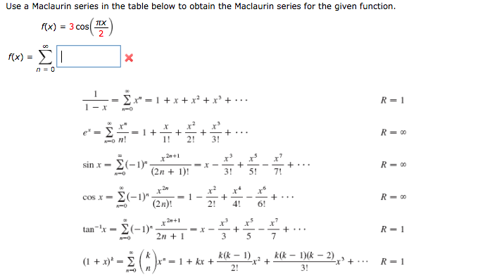 Solved Use a Maclaurin series in the table below to obtain | Chegg.com