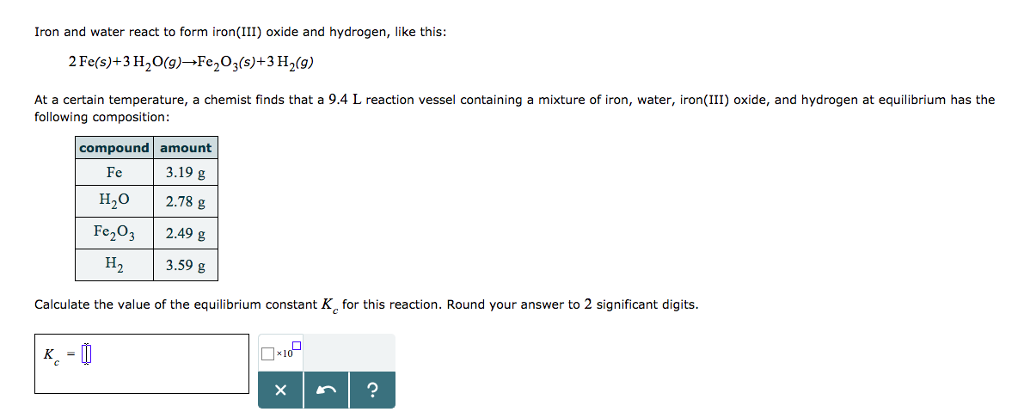 Solved Iron and water react to form iron(I) oxide and | Chegg.com