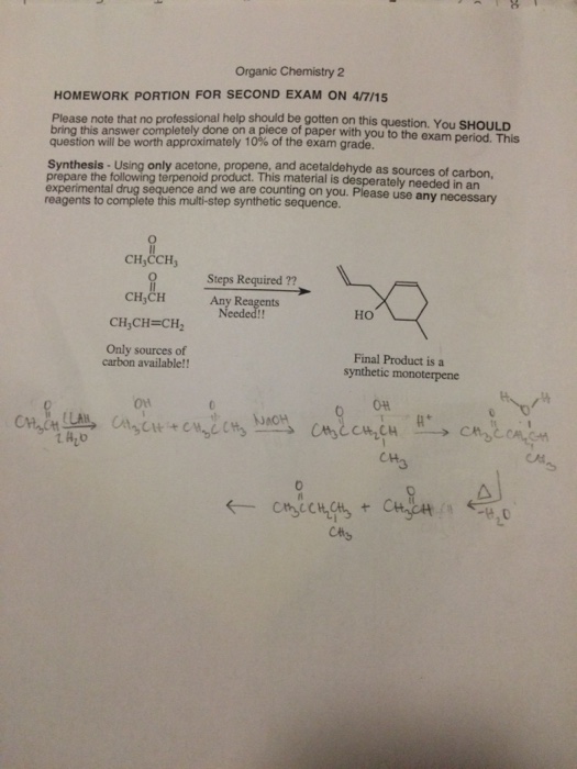 Using only acetone, propene, and acetaldehyde as | Chegg.com