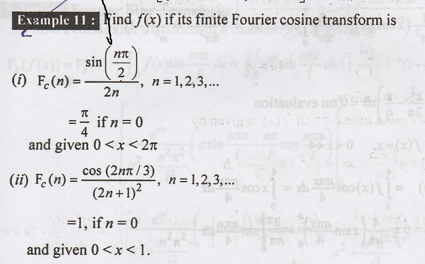 Solved Example 11 ind f(x) if its finite Fourier cosine | Chegg.com