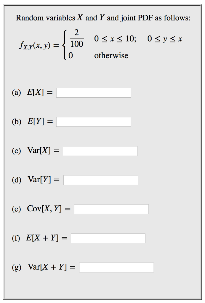 Solved Random variables X and Y and joint PDF as follows: 2 | Chegg.com