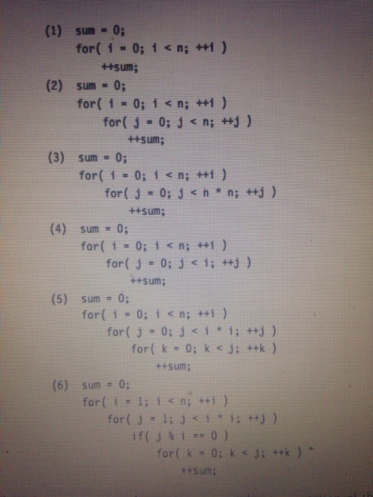 Solved 7 For each of the following six program fragments a. | Chegg.com