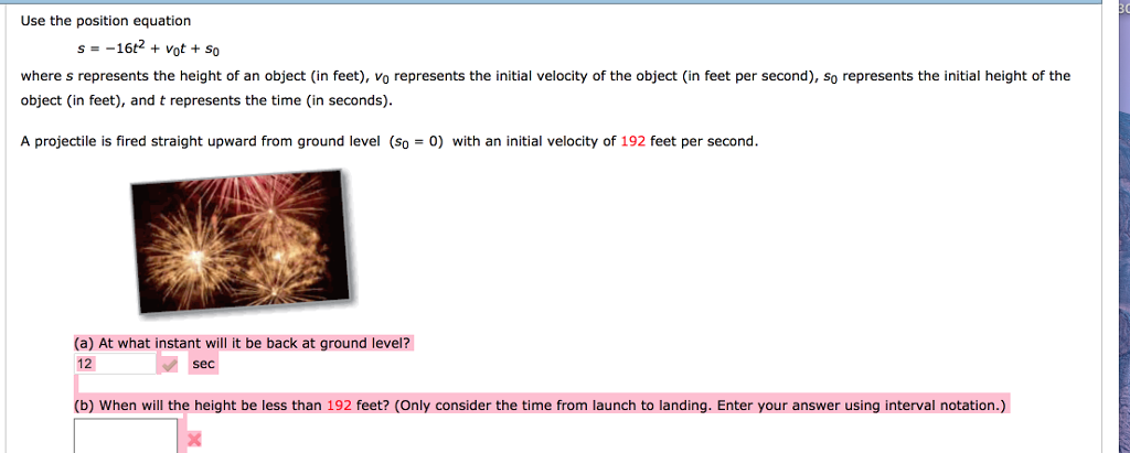 Solved Use the position equation s--16t2 vot +so where s | Chegg.com