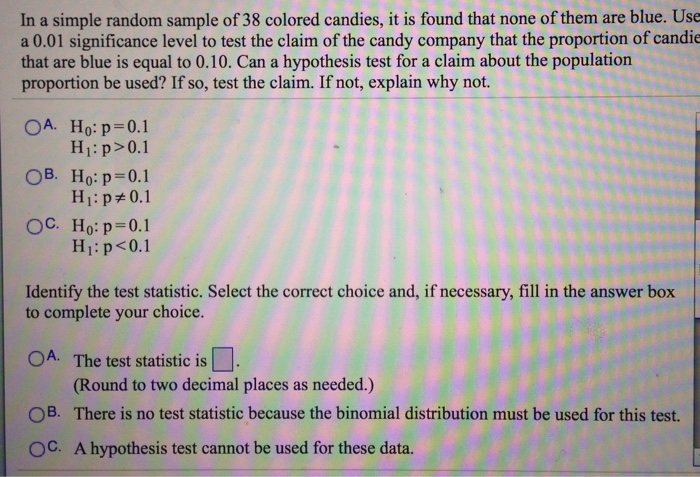 Solved In a simple random sample of 38 colored candies, it | Chegg.com