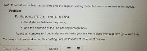 Solved use the letters as they are. this is a distance | Chegg.com