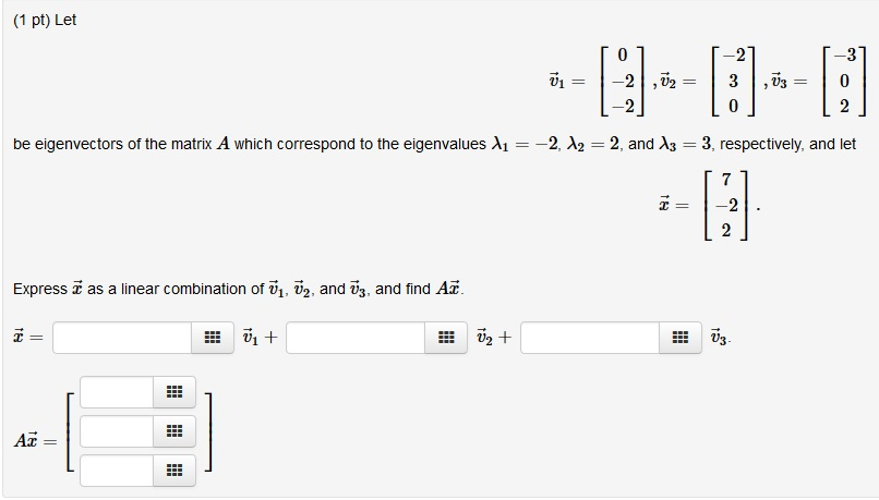 Solved (1 pt) Let be eigenvectors of the matrix A which | Chegg.com
