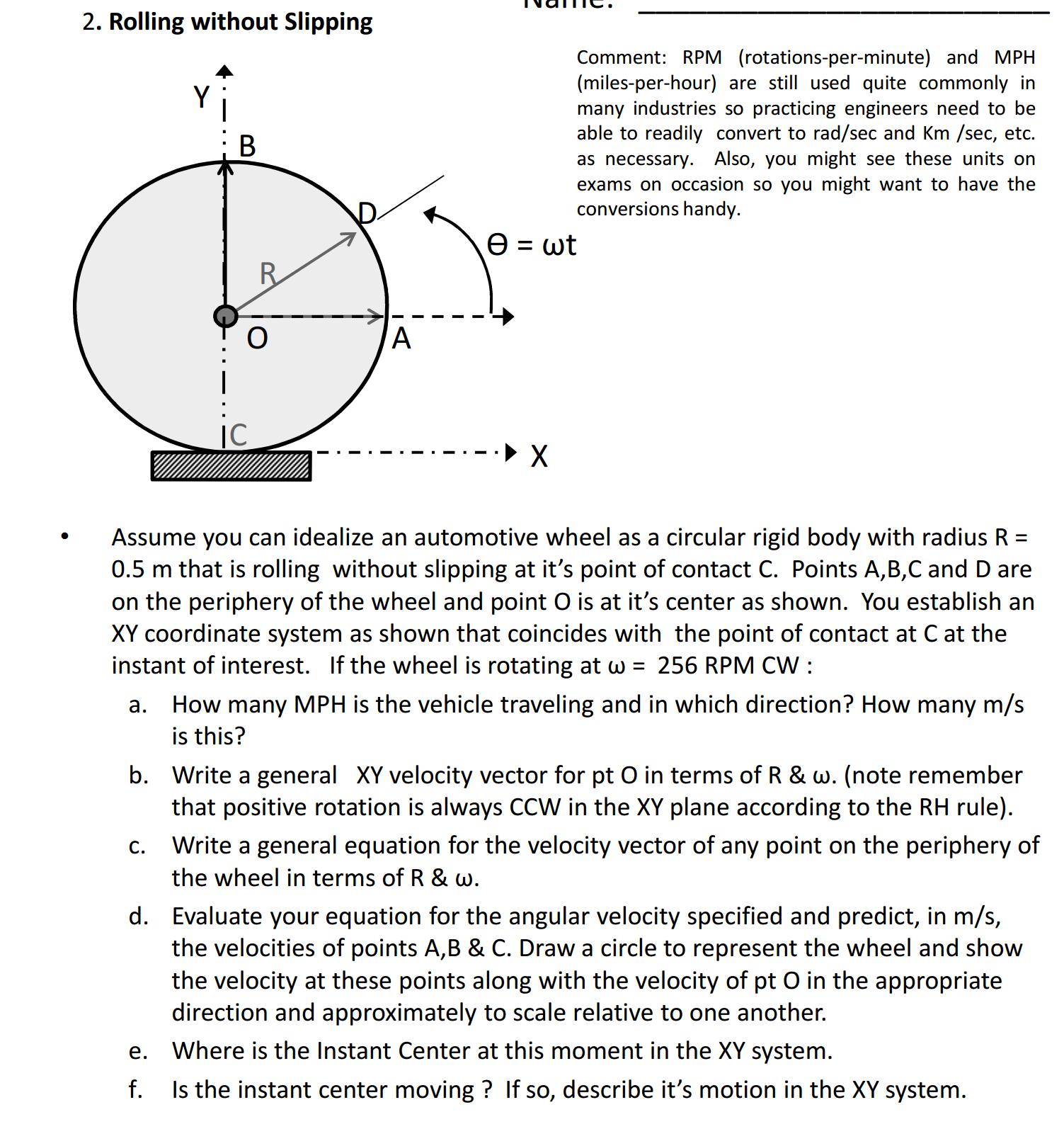 Solved Comment RPM rotations per minute And MPH Chegg