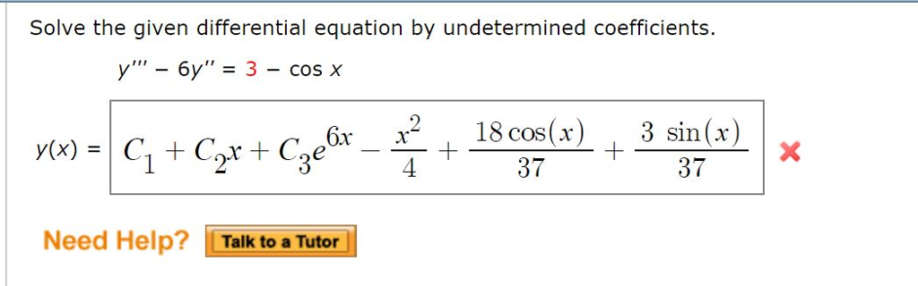 Solved Solve the given differential equation by undetermined | Chegg.com