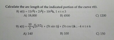 Solved Calculate the arc length of the indicated portion of | Chegg.com