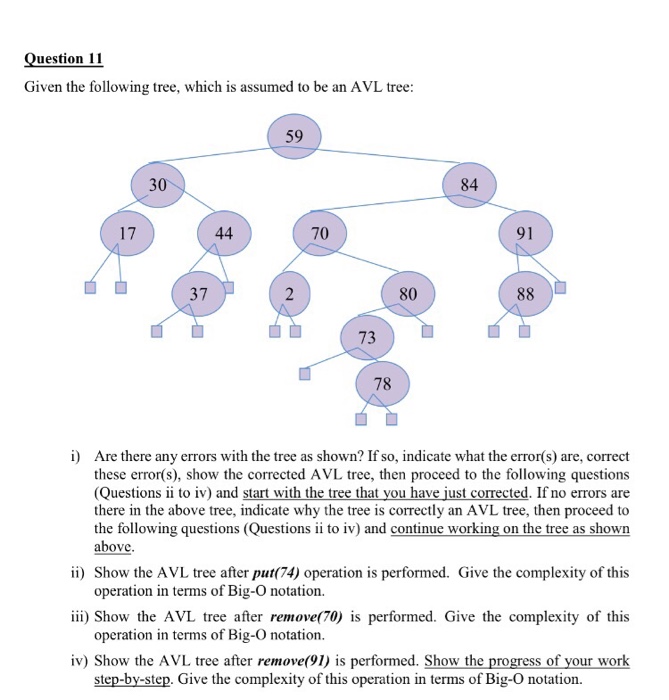 Solved Given the following tree, which is assumed to be an | Chegg.com