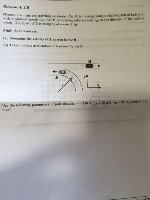 Solved Two cars are travelling as shown. Car A is trawling | Chegg.com