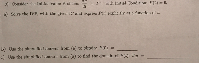 Solved Consider the Initial Value Problem: dP/dt = P^2, with | Chegg.com