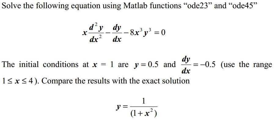 Solved Solve the following equation using Matlab functions | Chegg.com
