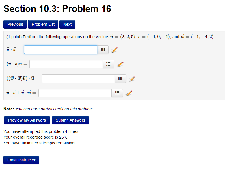 Solved Perform The Following Operations On The Vectors U